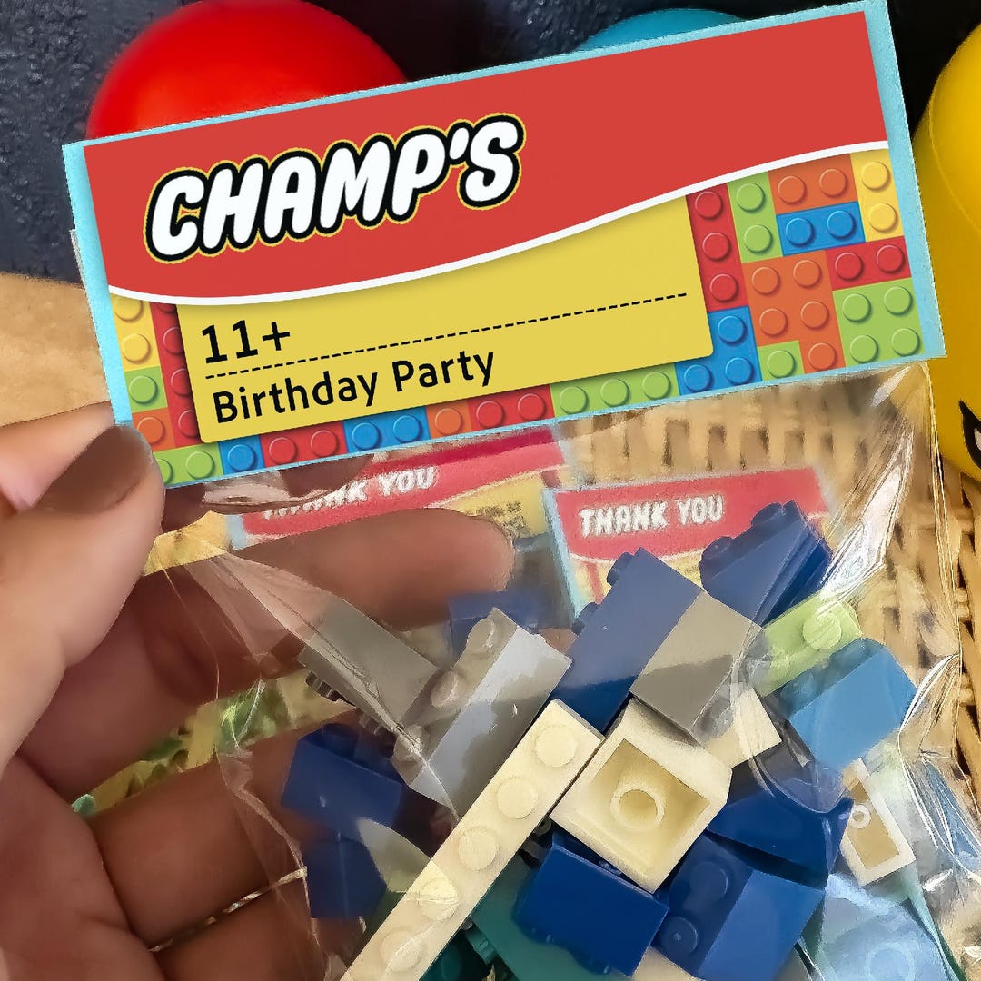 Custom Name Boys Brick Birthday Party Favor | Building Blocks Party Kit ...