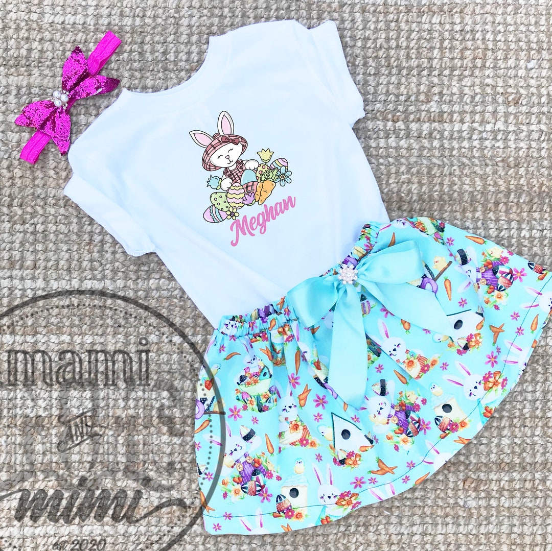 Personalized Easter Bunny Dress, Easter Dress Outfit With Name, Toddler ...