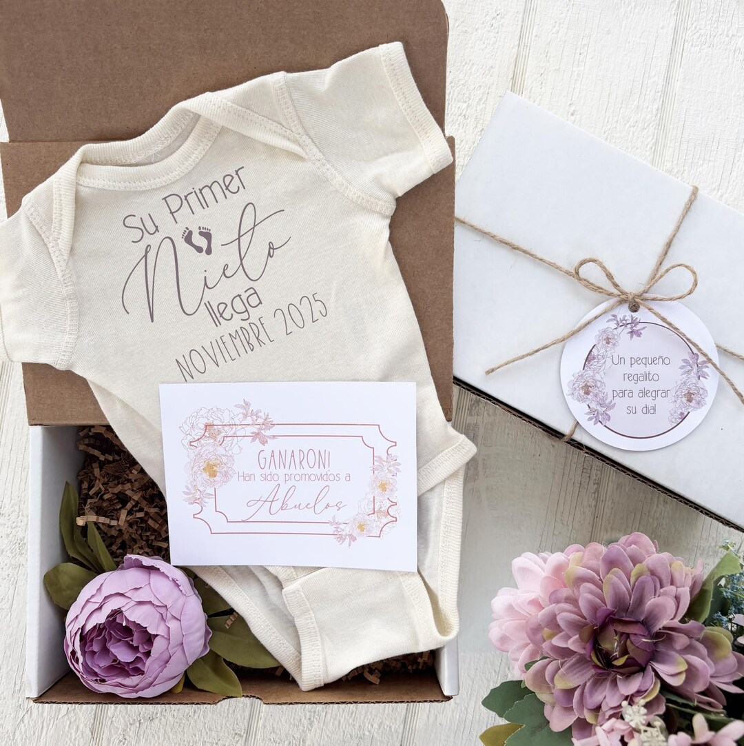 Spanish Baby Reveal Pregnancy Announcement Onesie® Gift Box for Abuelos ...