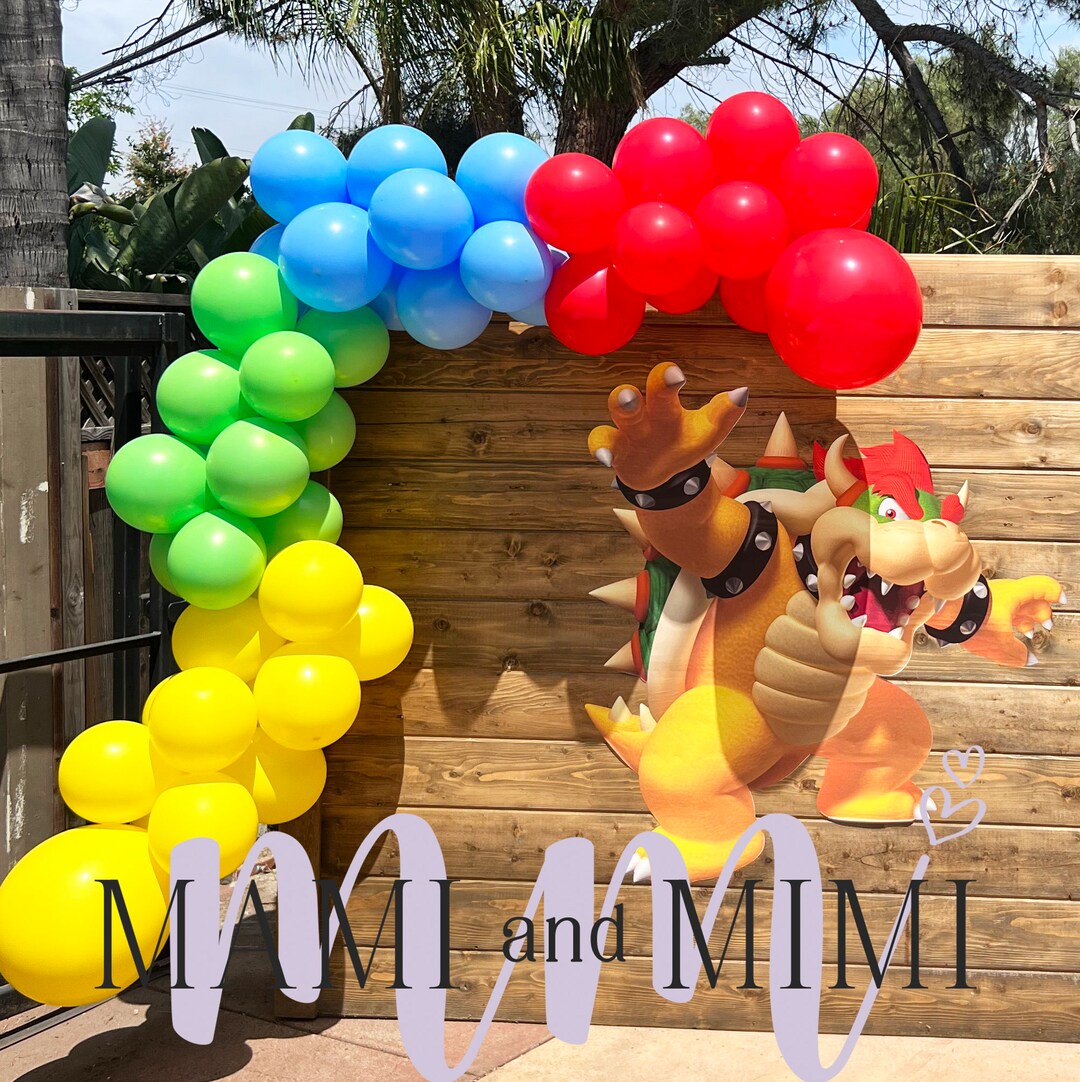 Video Game Bowser Birthday Balloon Garland Kit, Boys Red, Blue, Yellow ...