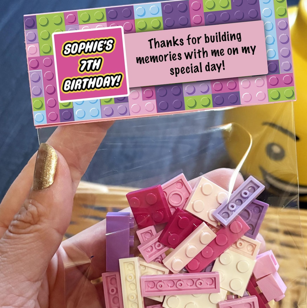 Personalized Girls Brick Birthday Party Favor | Building Blocks Party ...