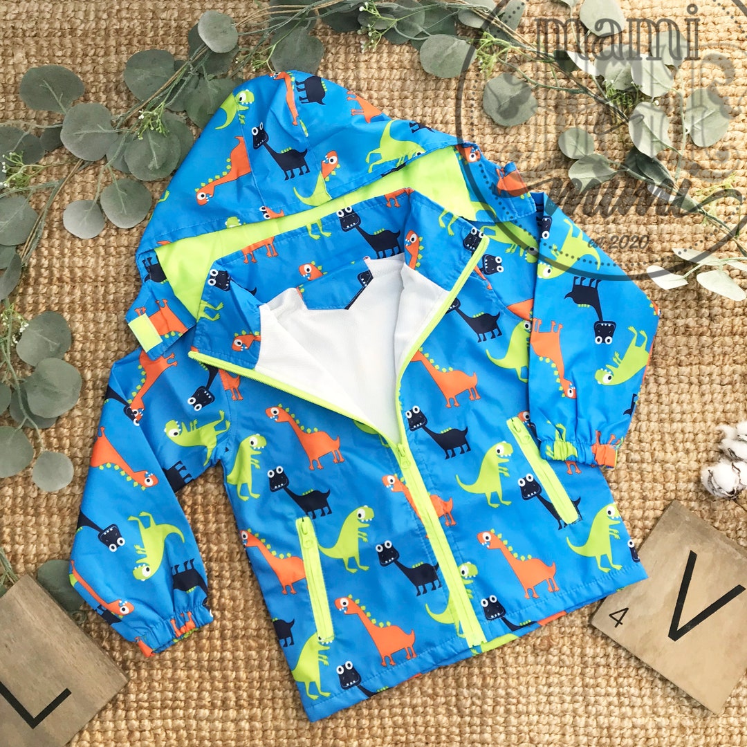 Dinosaur Raincoat Jacket for Toddler Boys and Girls With Removable Hood ...