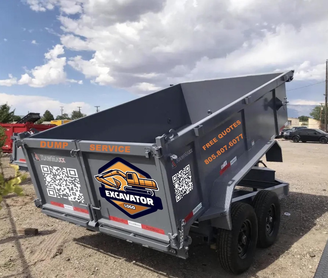 Dump Trailer Stickers With Your Custom Logo or Text | Custom Text Vinyl ...