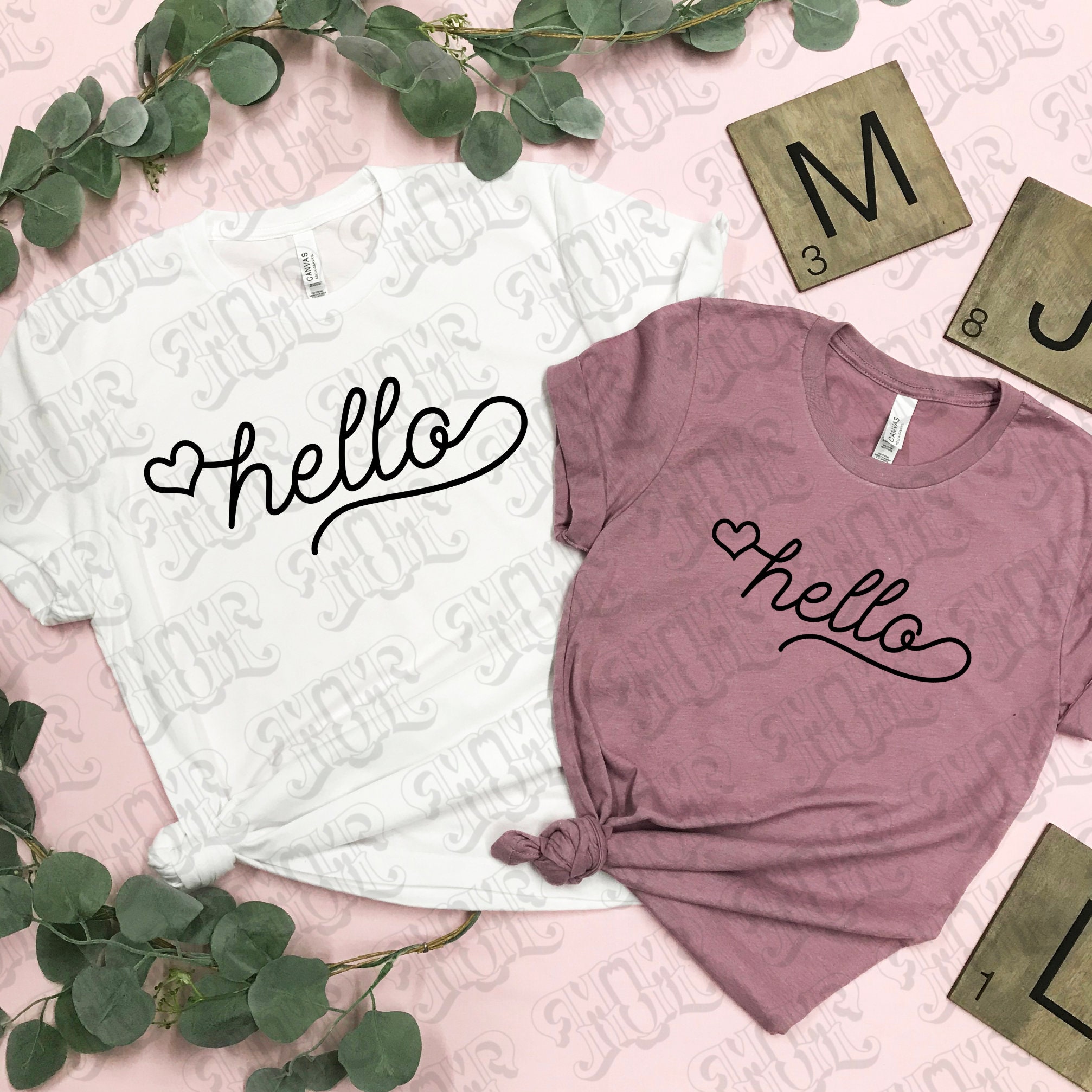 Hello SVG Digital File Download Hello Text with Heart SVG | Etsy