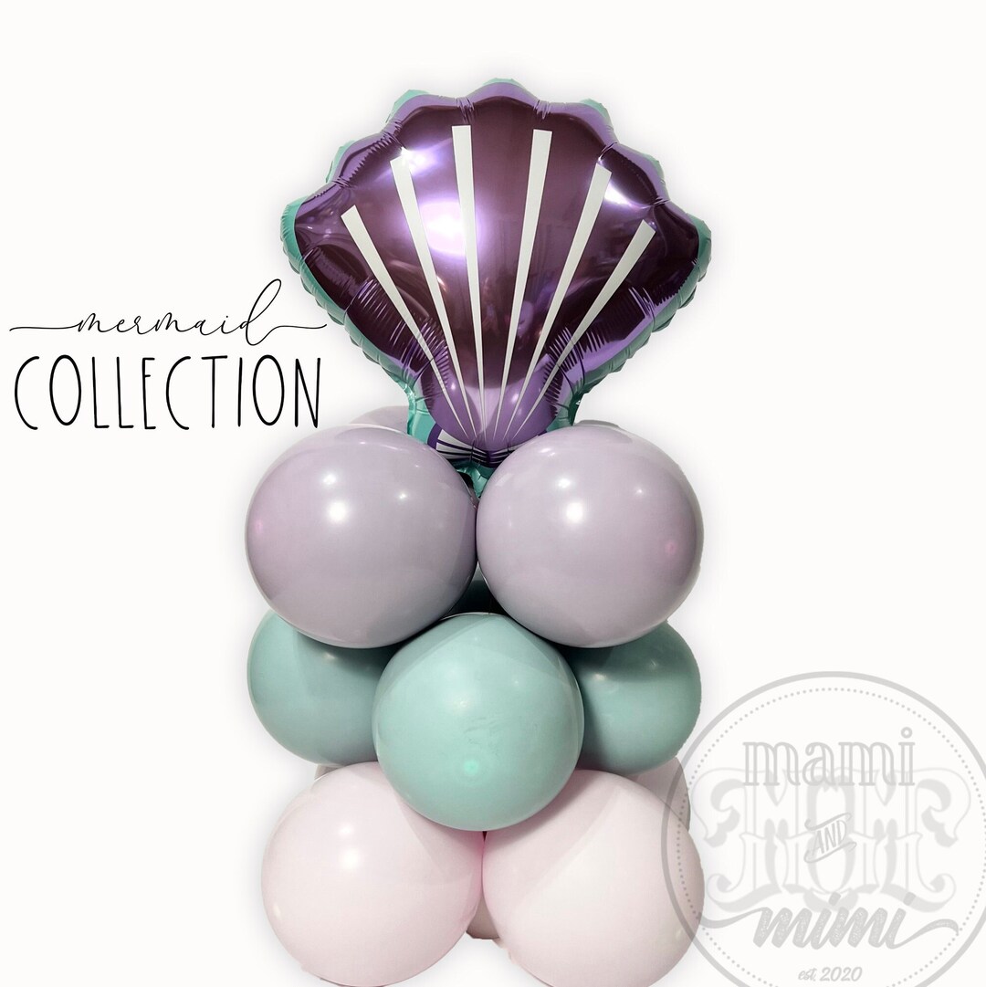Mermaid Birthday Balloon Sculpture DIY Kit, Giant Sea Shell Balloon ...