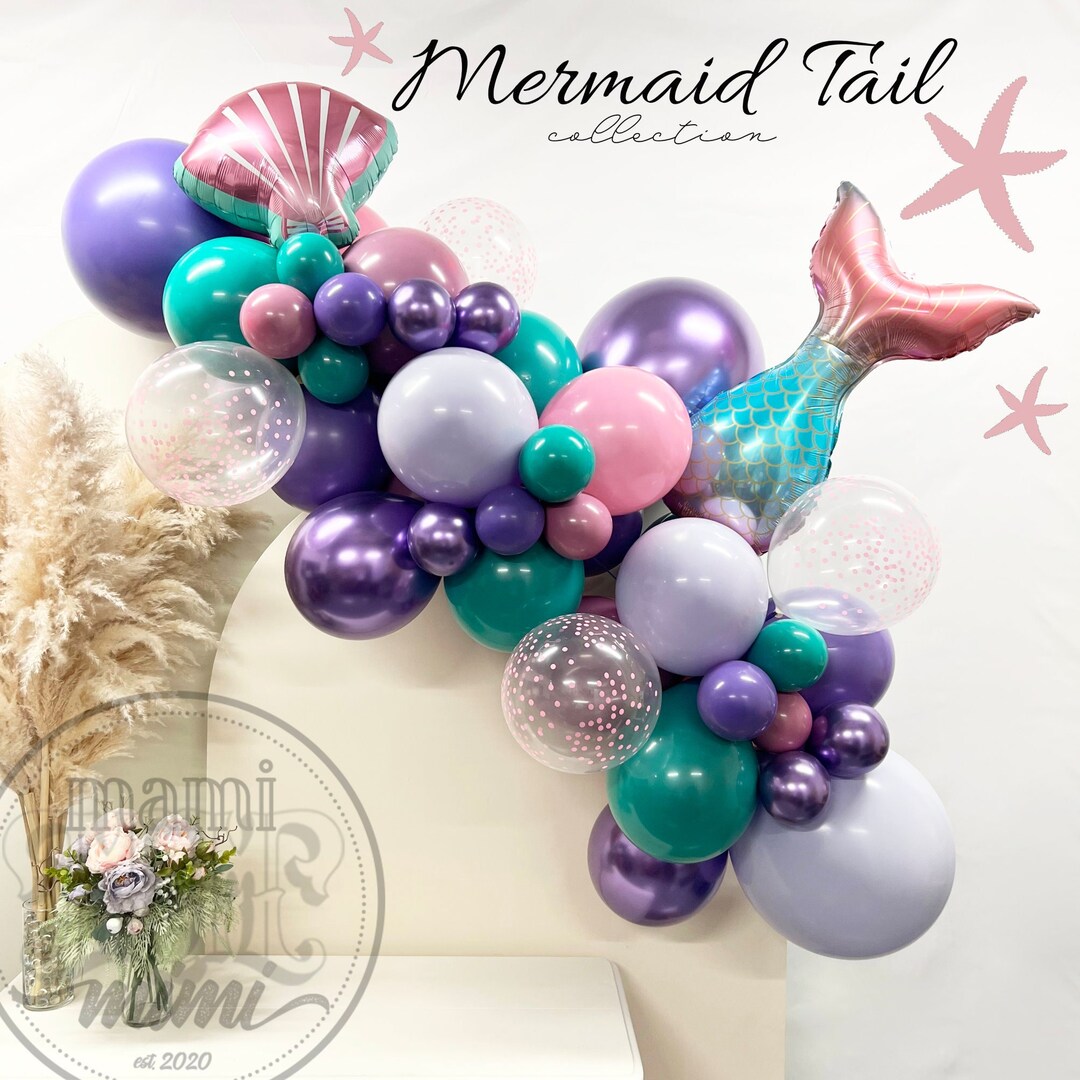 Mermaid Tail Birthday Balloon Garland Arch DIY Kit, Mermaid Tail ...