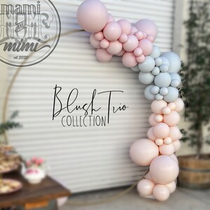 Blush Pink Balloon Garland Arch DIY Kit, Pastel Pink, Blue and Peach ...