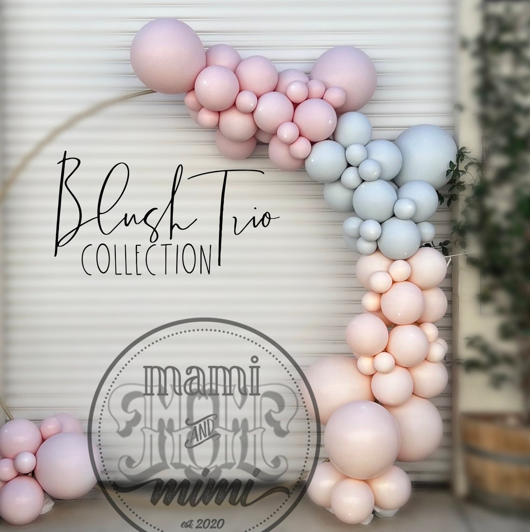 Blush Pink Balloon Garland Arch DIY Kit, Pastel Pink, Blue and Peach ...