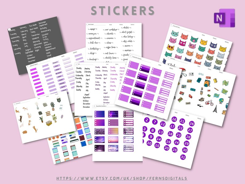 Onenote Digital Planner Dark Theme Undated 1000 Plus Stickers - Etsy