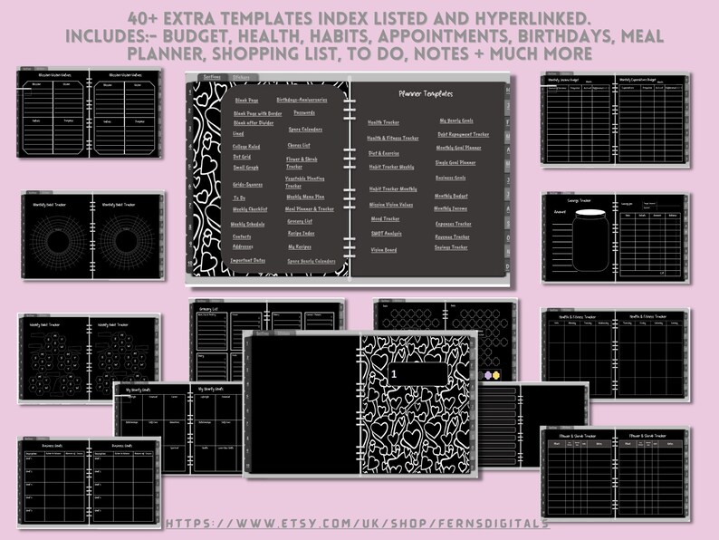 Onenote Digital Planner Dark Theme Undated 1000 Plus Stickers - Etsy