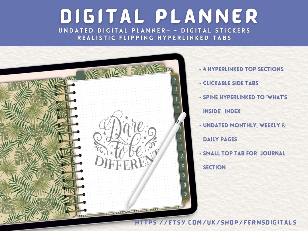 Digital Planner With Realistic Flipping Clickable Tabs for iPad or ...