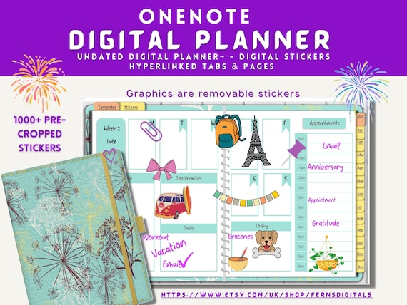 Onenote Digital Planner 1200 Plus Stickers Undated 49 - Etsy