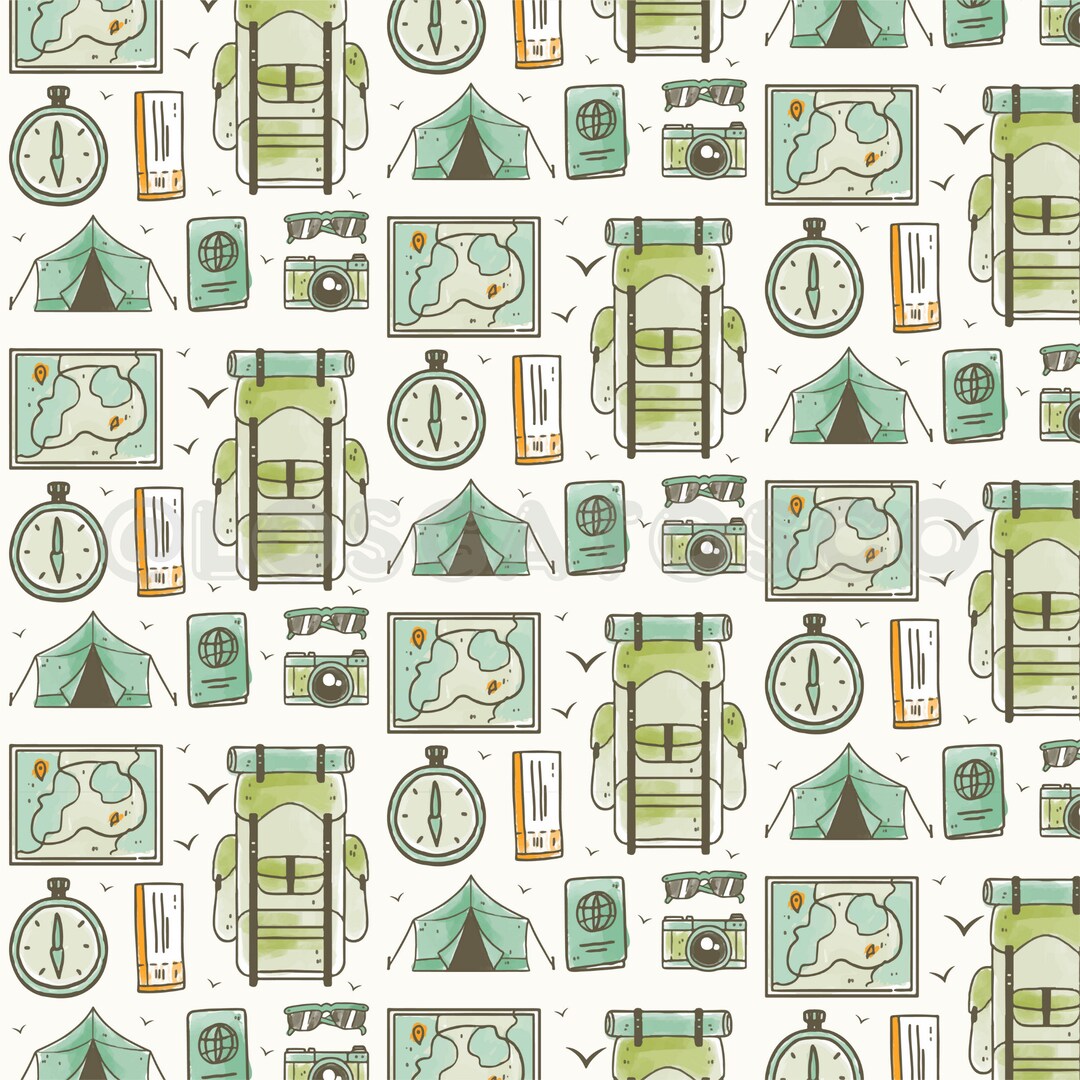 Travel Themed Scrapbook Paper, Printable Journal Paper, Digital ...