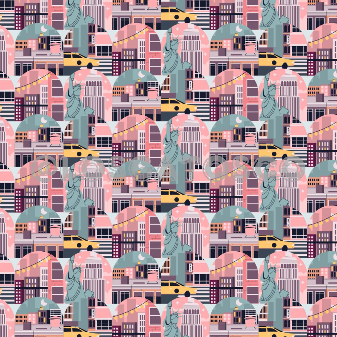 New York City Seamless Pattern File, NYC Pattern, Urban City Repeat ...
