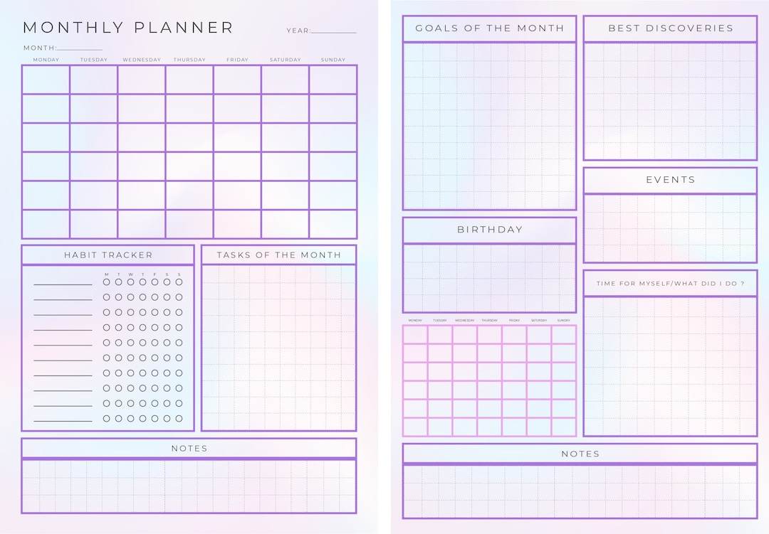 Customizable Monthly Habit Tracker & Goal Planner - Downloadable ...