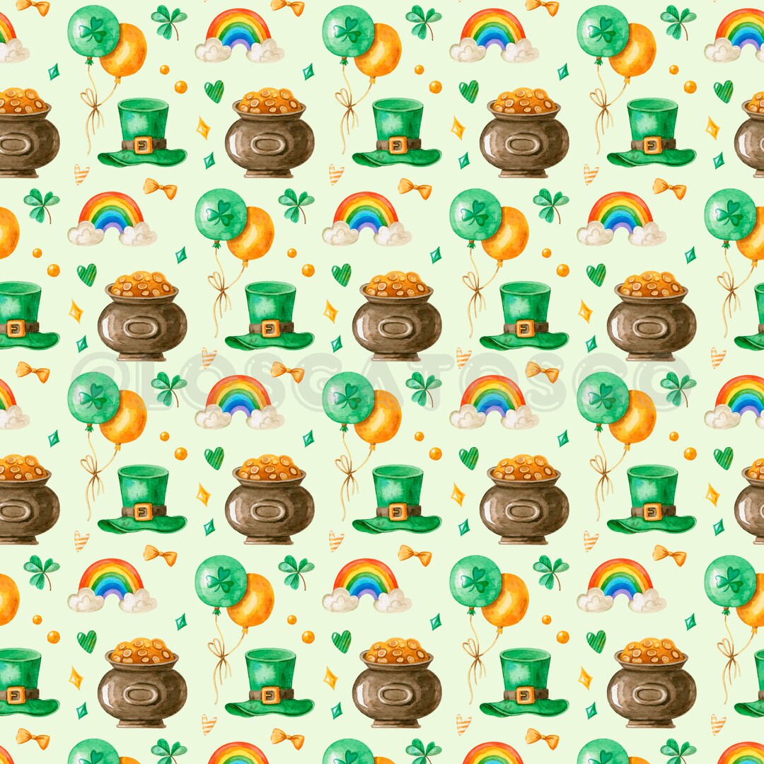 Groovy Cartoon St Patricks Day Seamless Pattern Files for Fabric ...