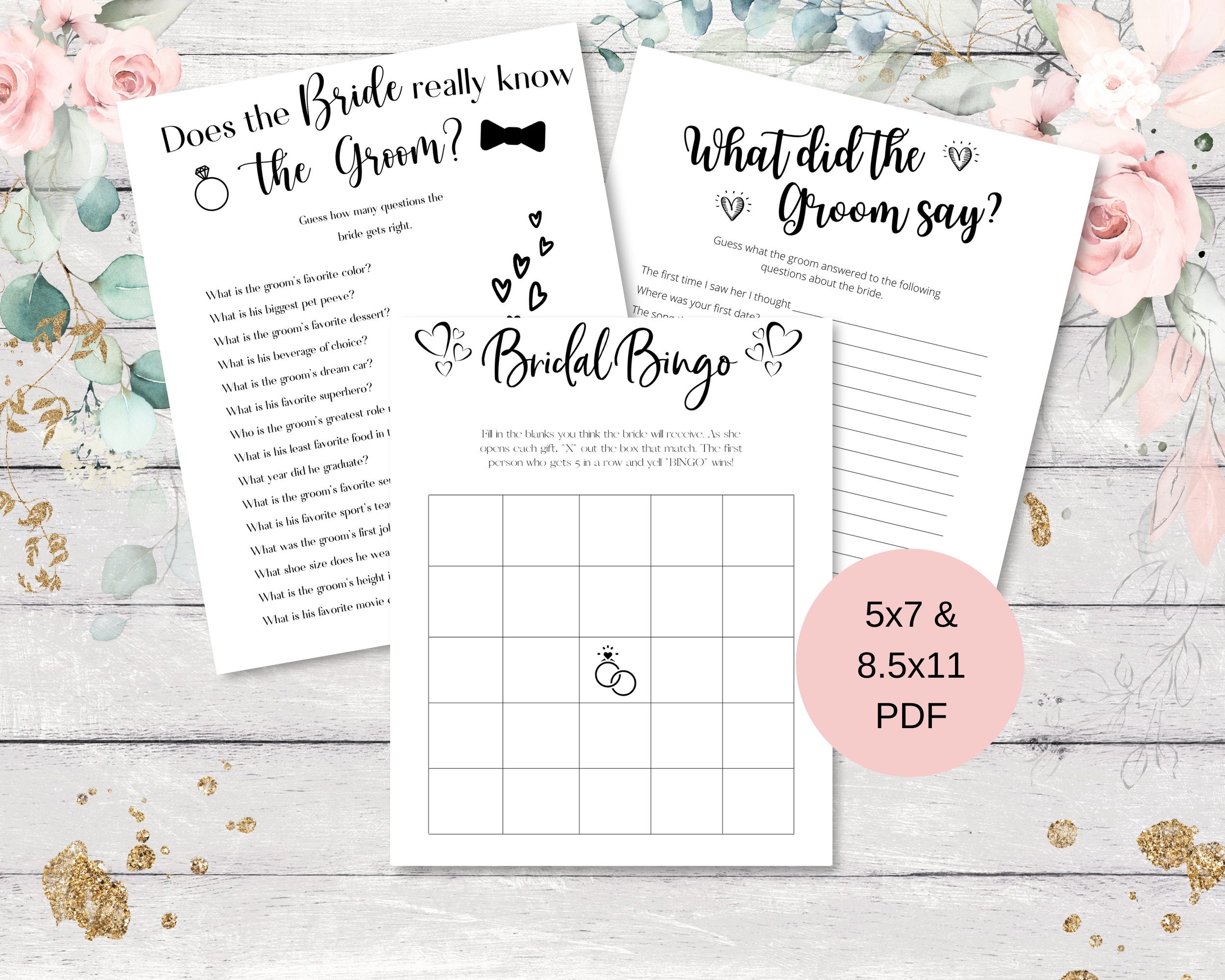 Printable Bridal Shower Package Bridal Shower Games Bundle - Etsy