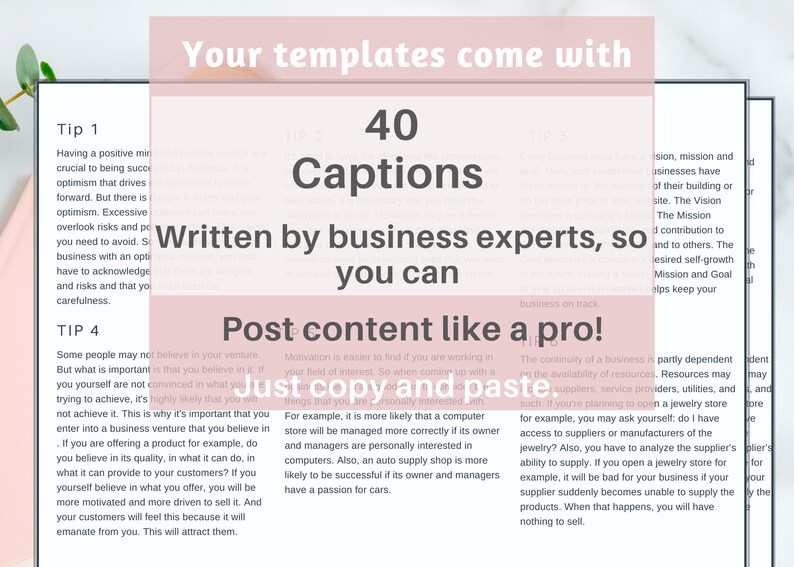 40 Business Tips Instagram Posts Templates With Captions, Social Media ...