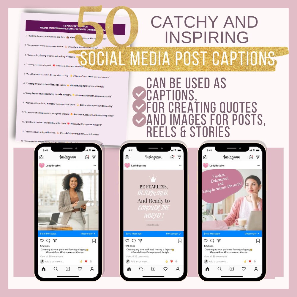 50 Instagram Posts Captions, Social Media Captions, Posts Templates ...