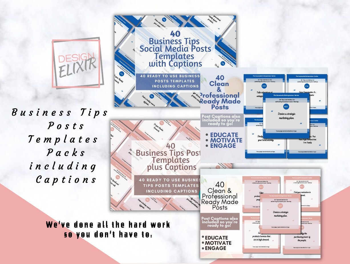 40 Business Tips Instagram Posts Templates With Captions, Social Media ...