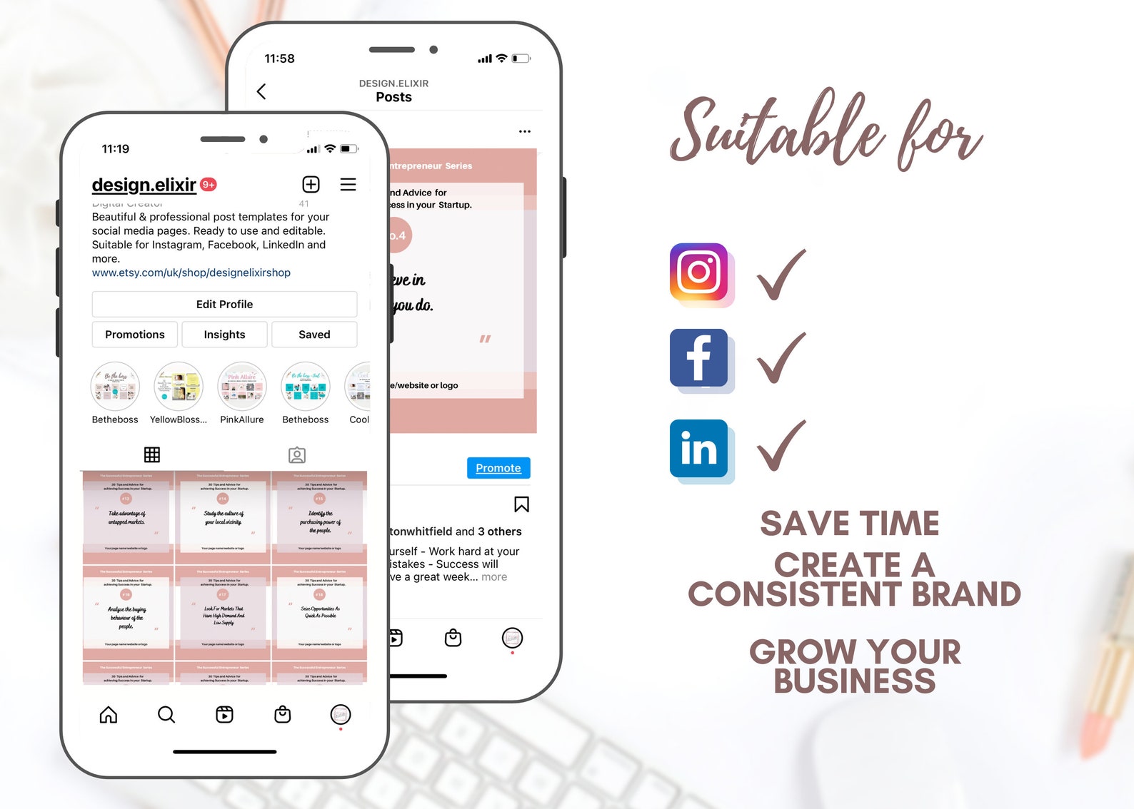 40 Business Tips Instagram Posts Templates With Captions, Social Media ...