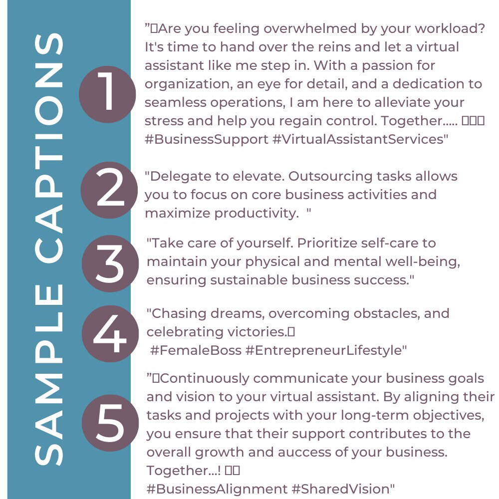 90 Virtual Assistant Instagram Posts Captions, Social Media Captions ...
