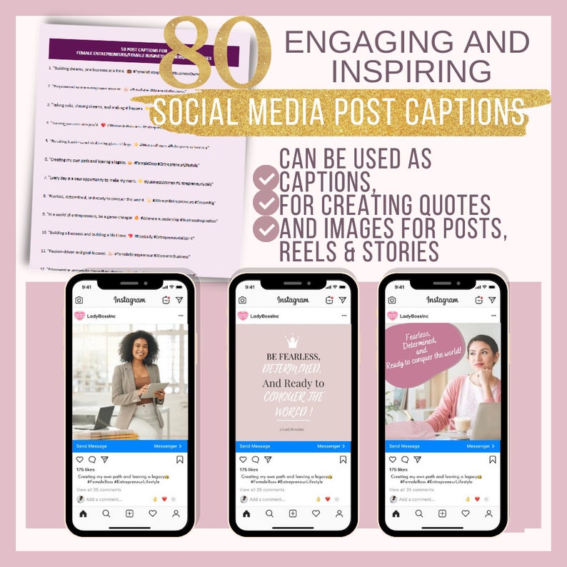 80 Instagram Posts Captions, Social Media Captions, Posts Templates ...