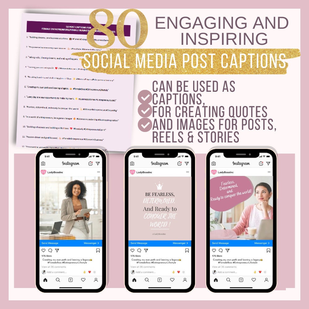 80 Instagram Posts Captions, Social Media Captions, Posts Templates ...
