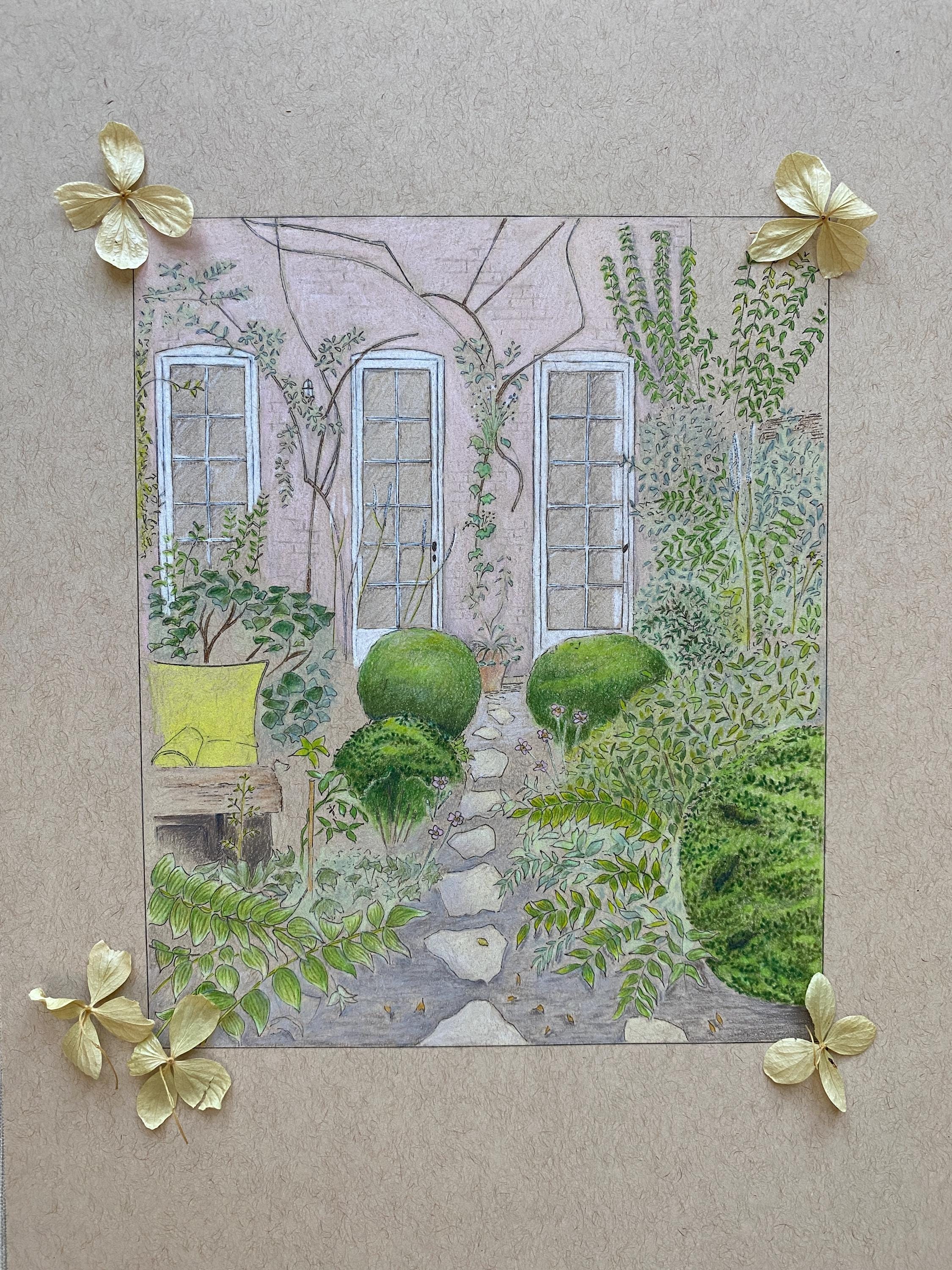 Serene Garden - Colored Pencil Art Print - Etsy