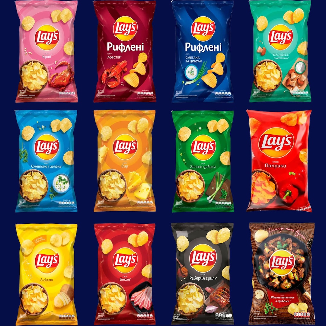Potato Chips Lays Various Flavors Ukrainian Чипсы Чіпси Lay's 120 G / 4 ...