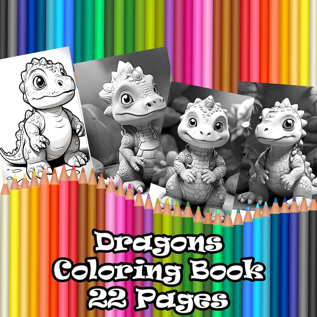 22 Coloring Pages Dragons Dinosaurs Coloring Book Children's Coloring ...