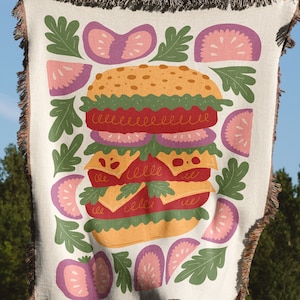 Hamburger Blanket: Funny, Woven Throw Blanket, Hamburger Decor, Foodie ...