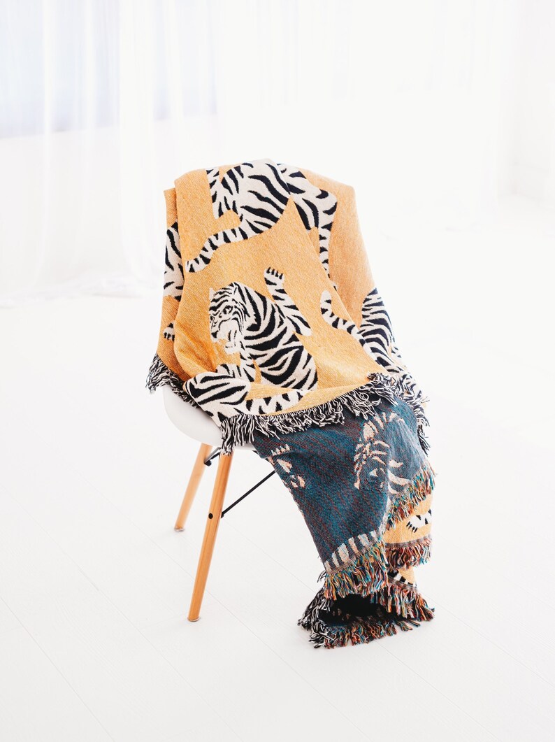 White Tiger Throw Blanket: Animal Blanket Cat Woven Throw | Etsy