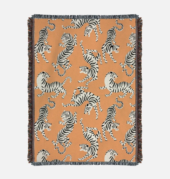 White Tiger Throw Blanket: Animal Blanket Cat Woven Throw | Etsy