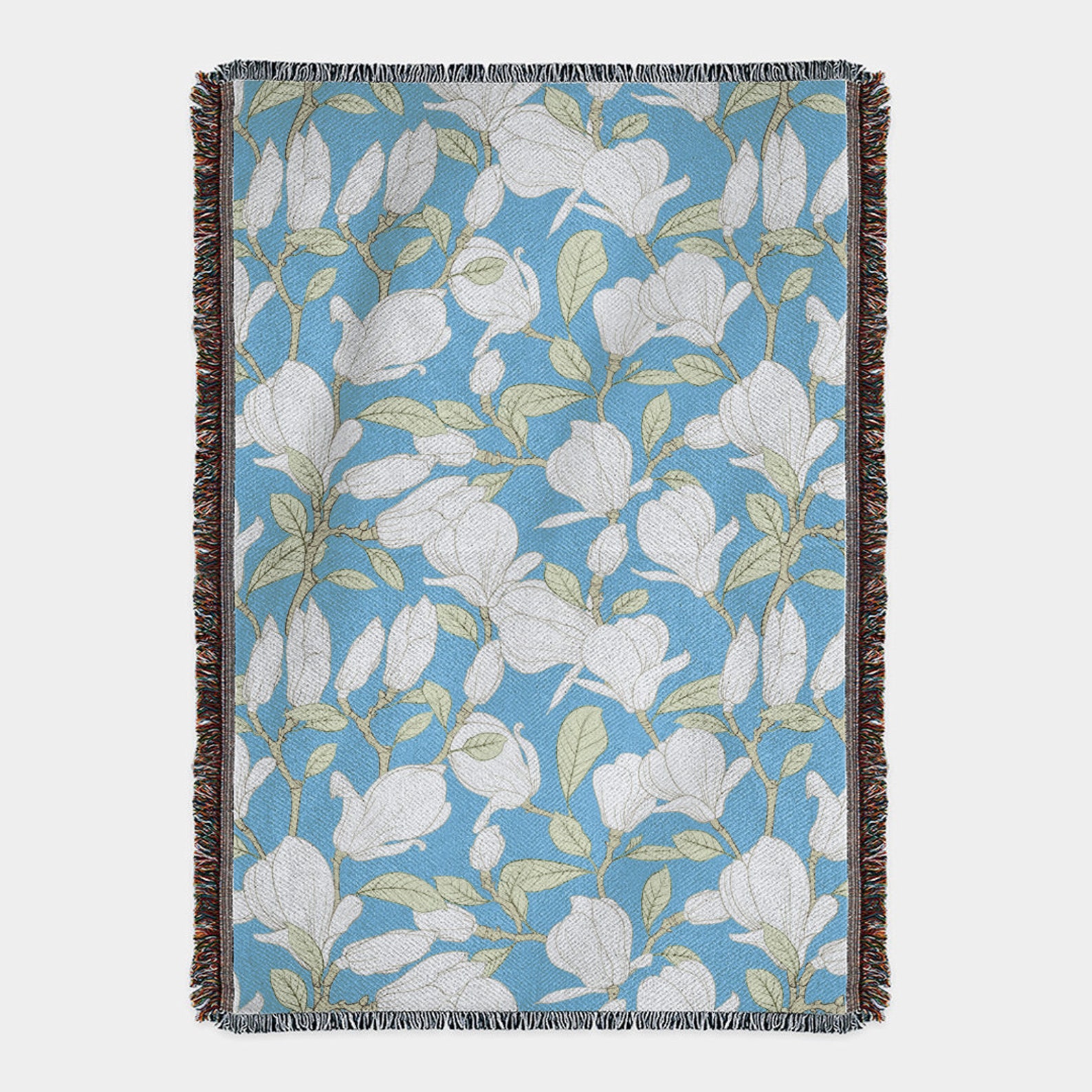 White Flower Throw Blanket: Floral Throw Woven Throw Blanket - Etsy