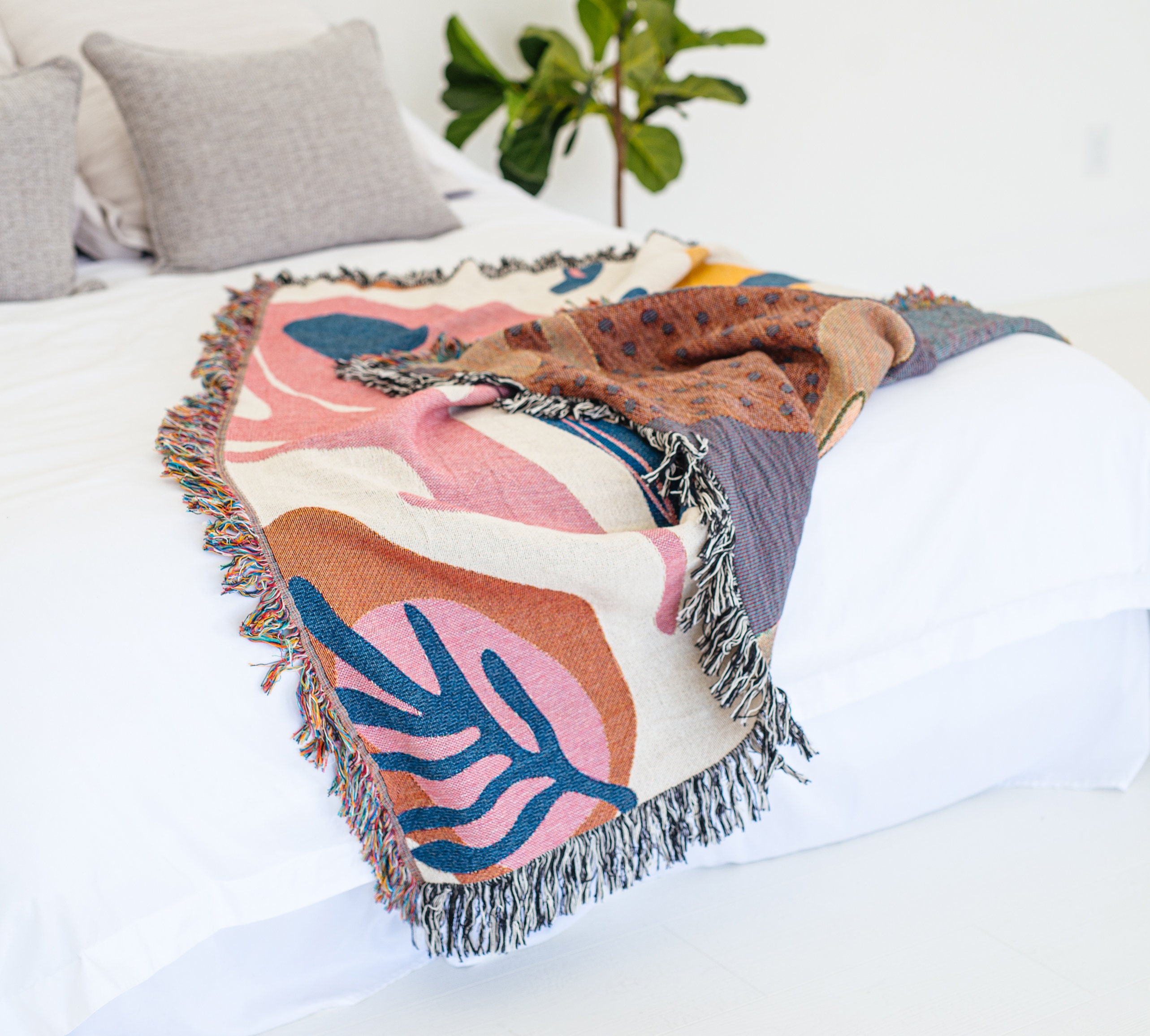 Abstract Floral Blanket: Abstract Art Blanket Woven Throw | Etsy