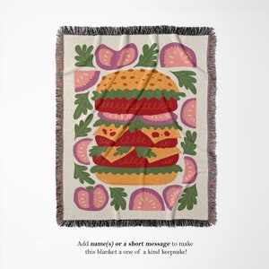 Hamburger Blanket: Funny, Woven Throw Blanket, Hamburger Decor, Foodie ...