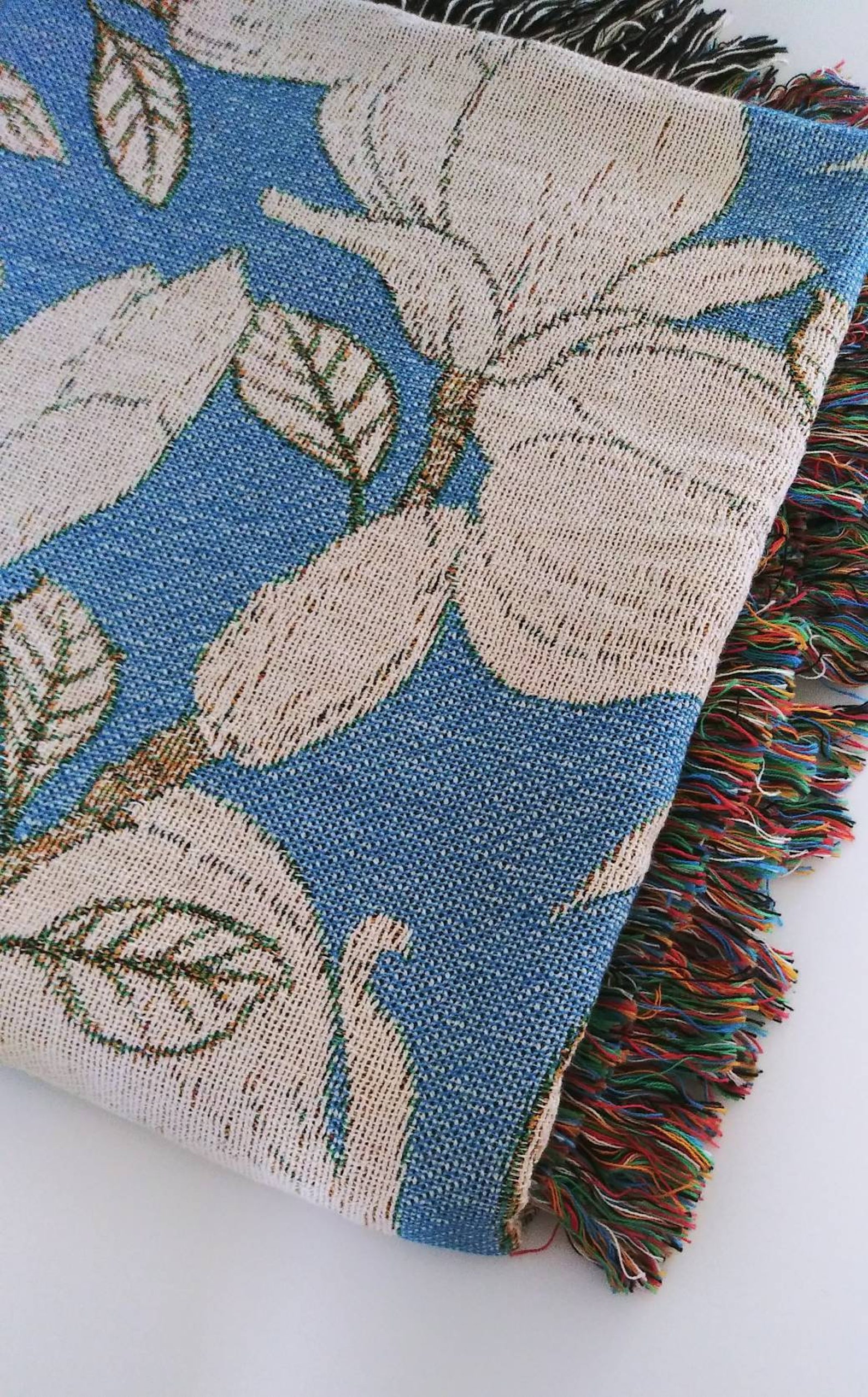 White Flower Throw Blanket: Floral Throw Woven Throw Blanket | Etsy