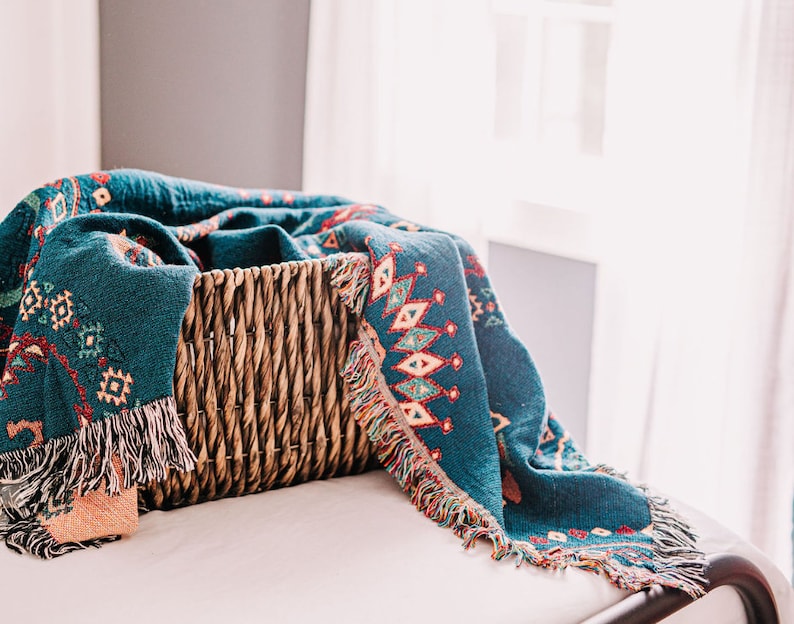 Moroccan Boho Throw Blanket | Neutral Woven Couch Blanket | Cozy Living ...