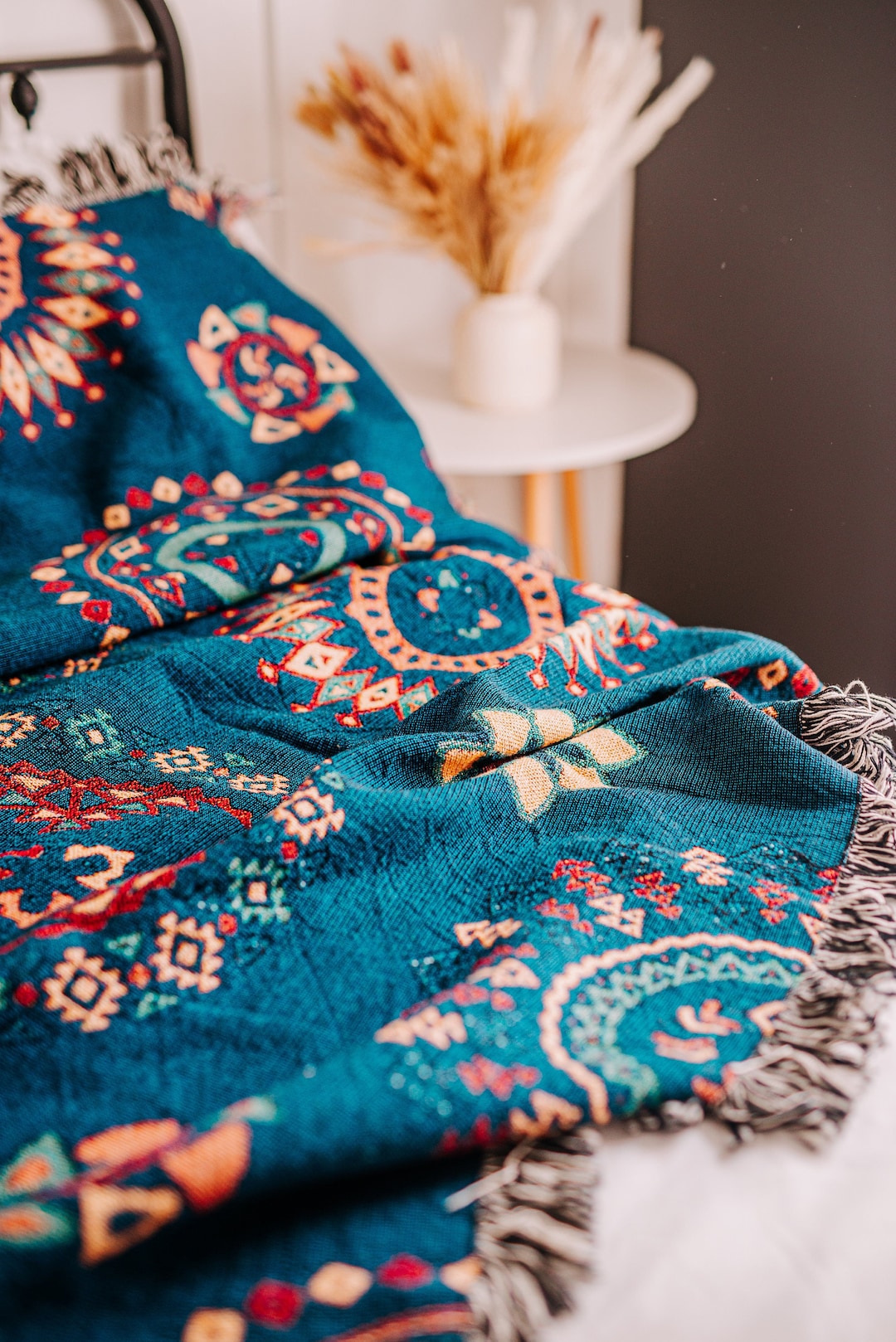 Moroccan Boho Throw Blanket | Neutral Woven Couch Blanket | Cozy Living ...