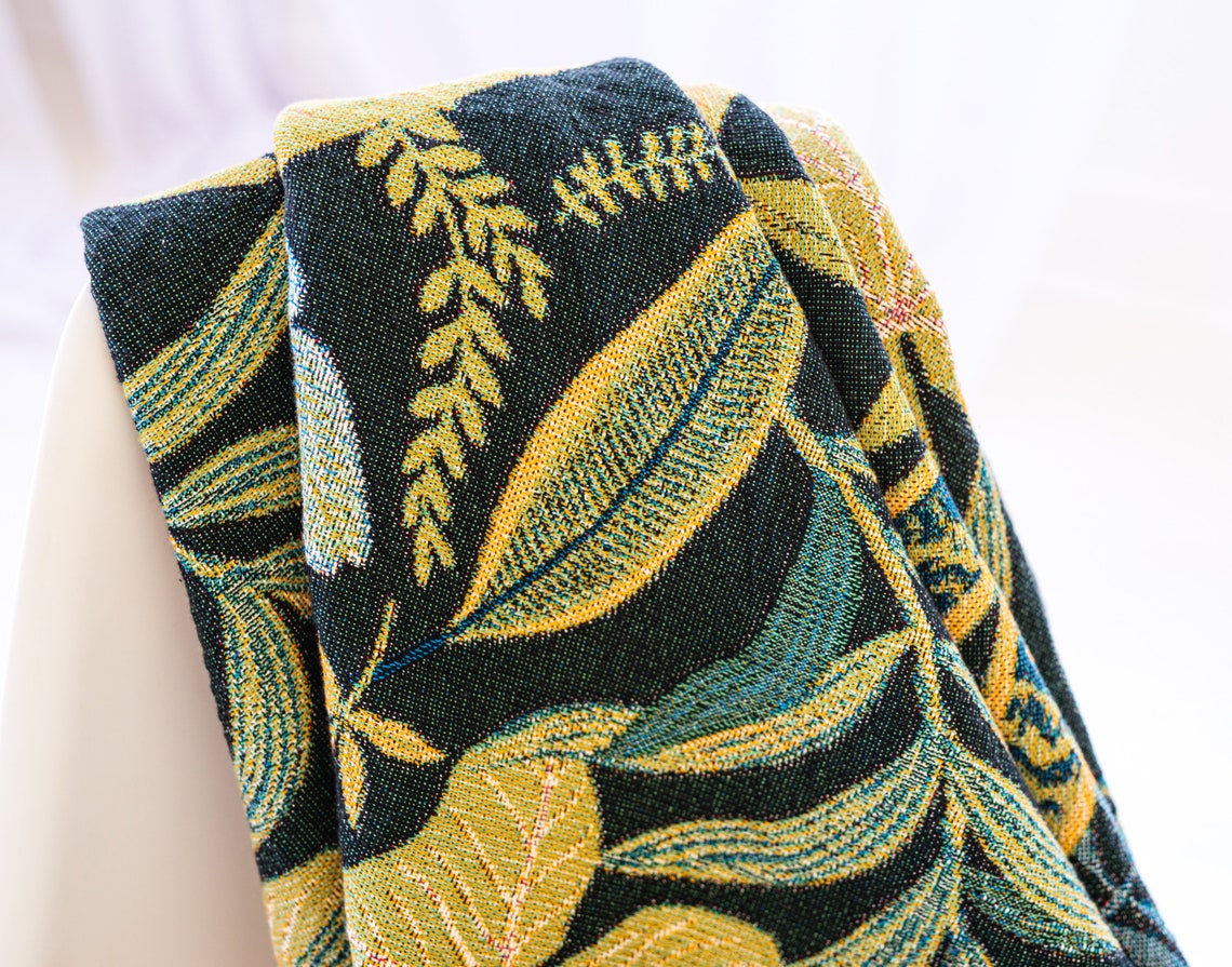 Botanical Leaves Throw Blanket: Leaves Blanket Woven Throw - Etsy