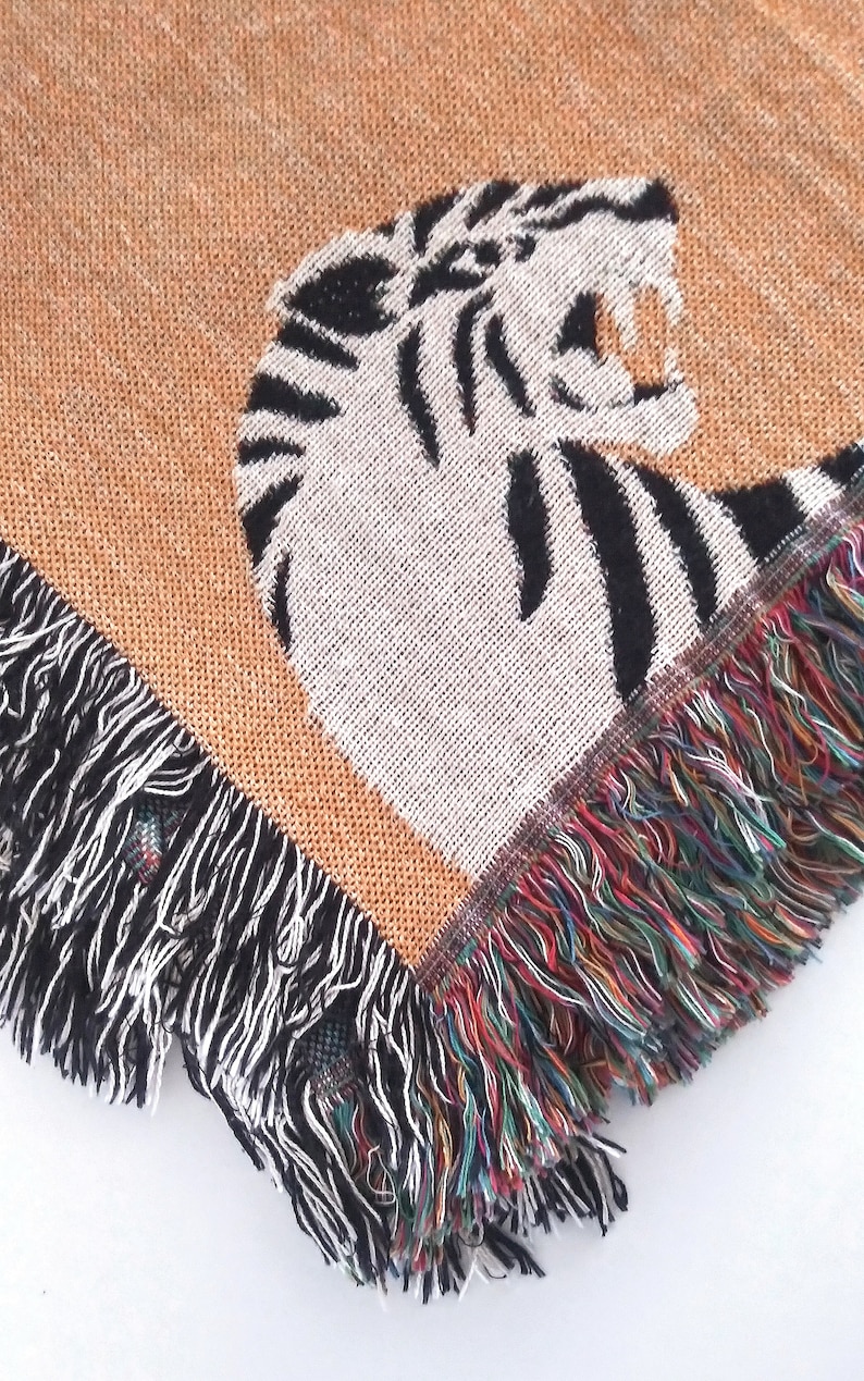 White Tiger Throw Blanket: Animal Blanket Cat Woven Throw | Etsy