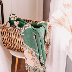 Zebra Blanket: Green Zebra Pattern, Woven Throw Blanket, Wall Tapestry ...
