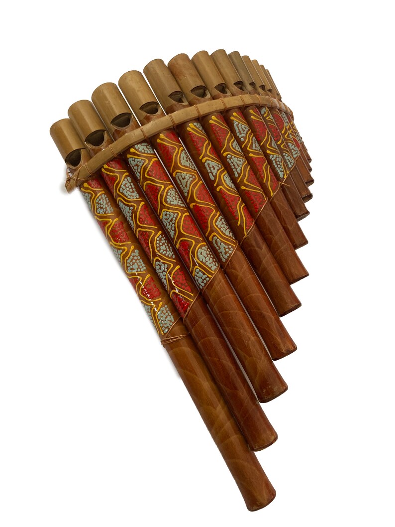 Hand Made Bamboo Andean Style Panpipes With Paint Detail - Etsy