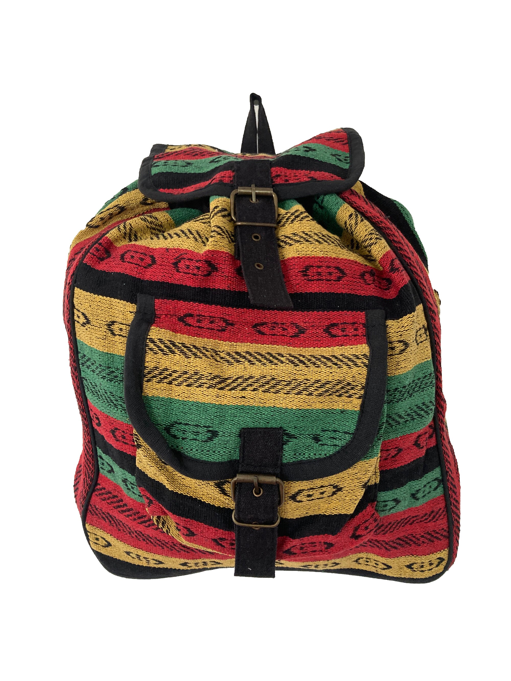 100% Cotton Rasta Stripe Backpack Red Green Gold INBA003 - Etsy UK