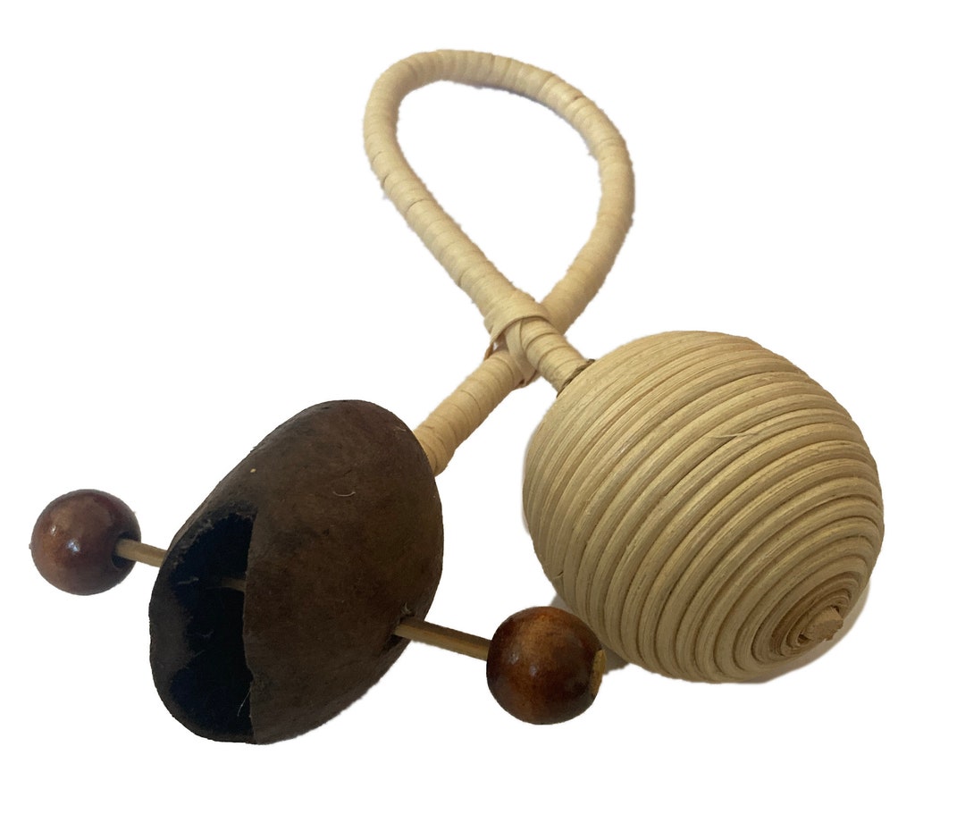 Pangi Seed Pod Handle Shaker Rattle Indonesian Instrument Toy Present ...
