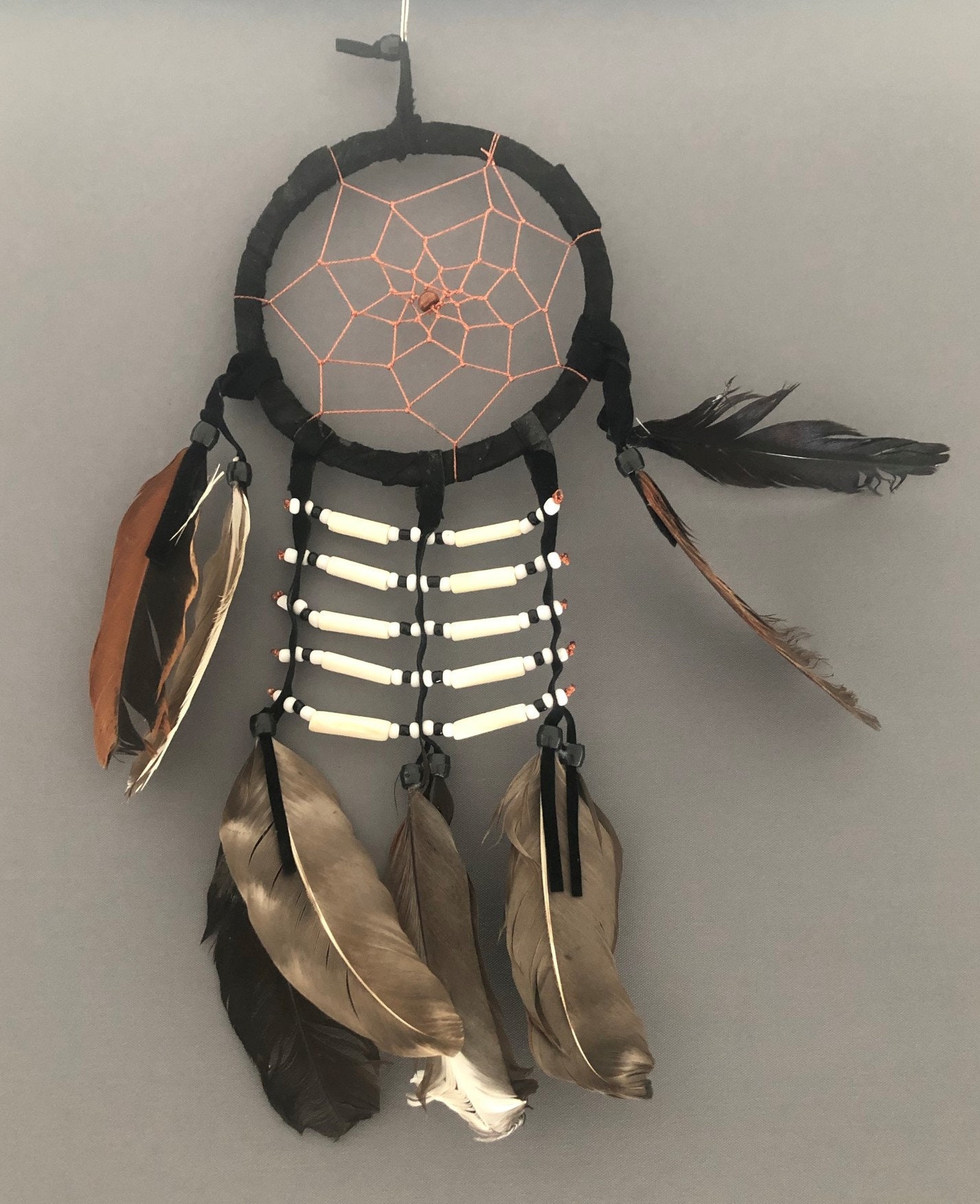 Traditional Dream Catcher with Woven Suede Cotton Web and | Etsy