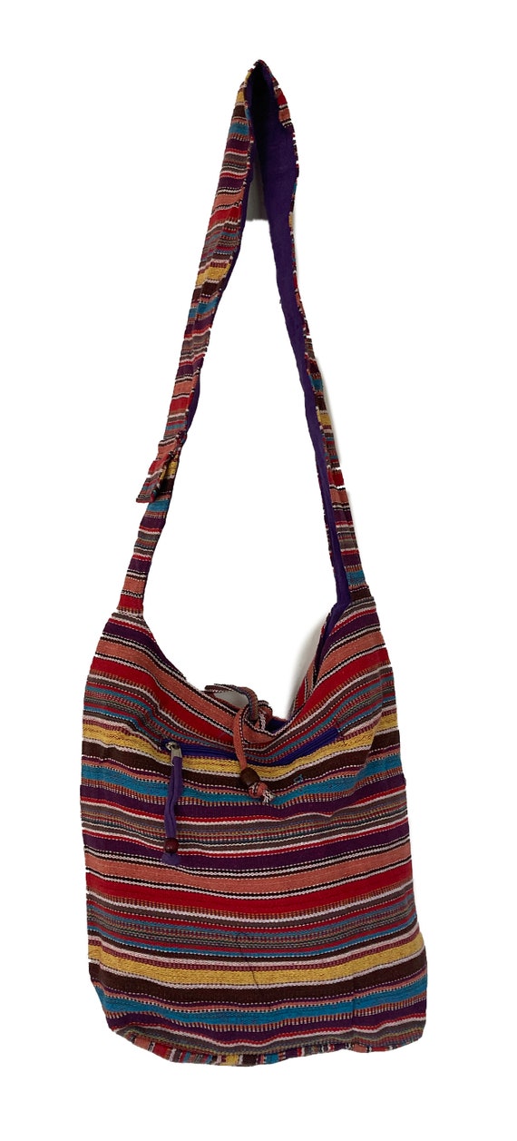 Cotton Shoulder Bag With Stripe Design and Bead Detail Sling - Etsy UK