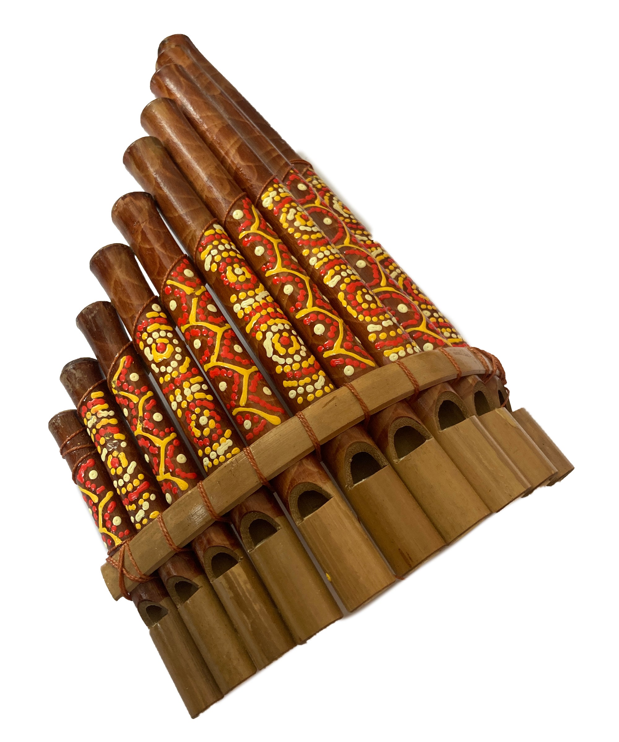 Hand Made Bamboo Andean Style Panpipes With Paint Detail - Etsy