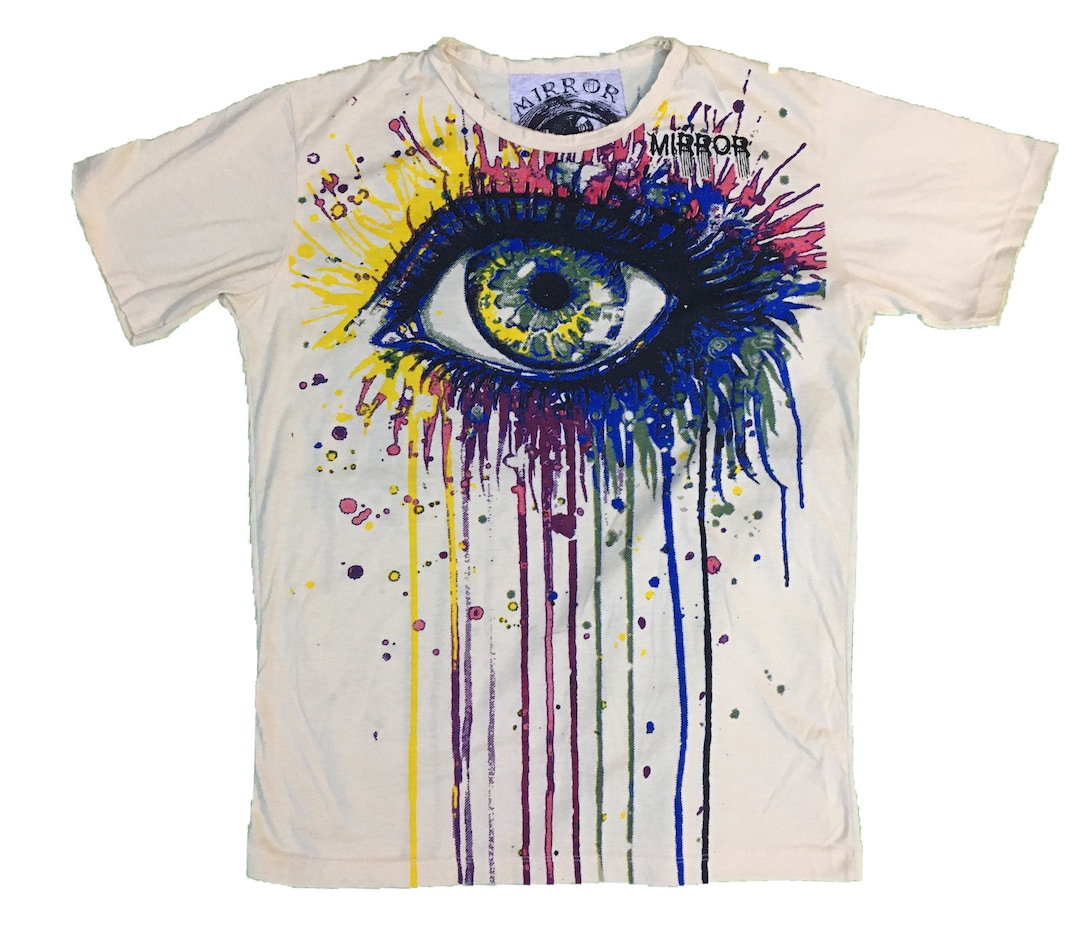100% Cotton Mirror T Shirt With Dripping Eye Print - Etsy UK